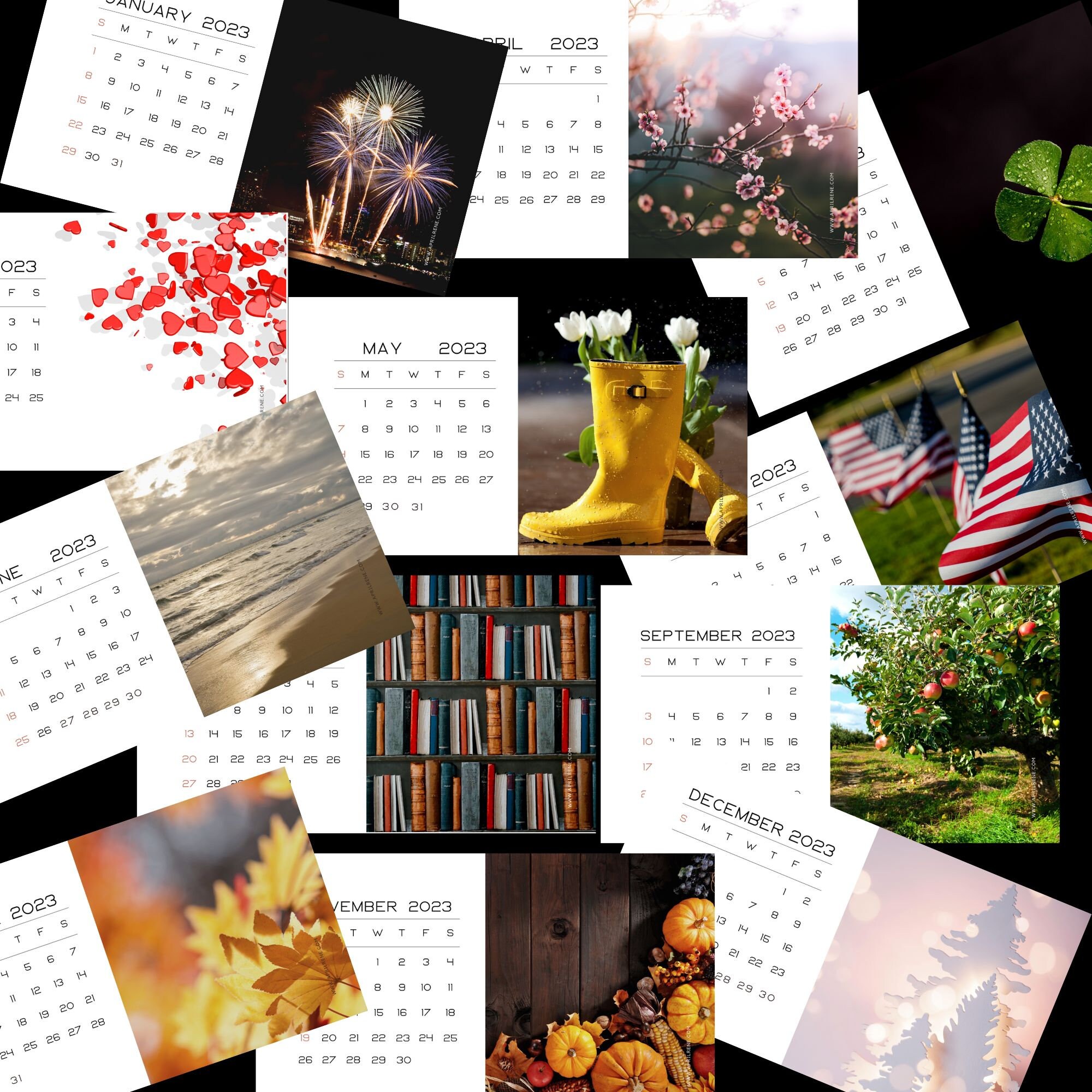 2023 Monthly Calendar Wallpaper - Etsy