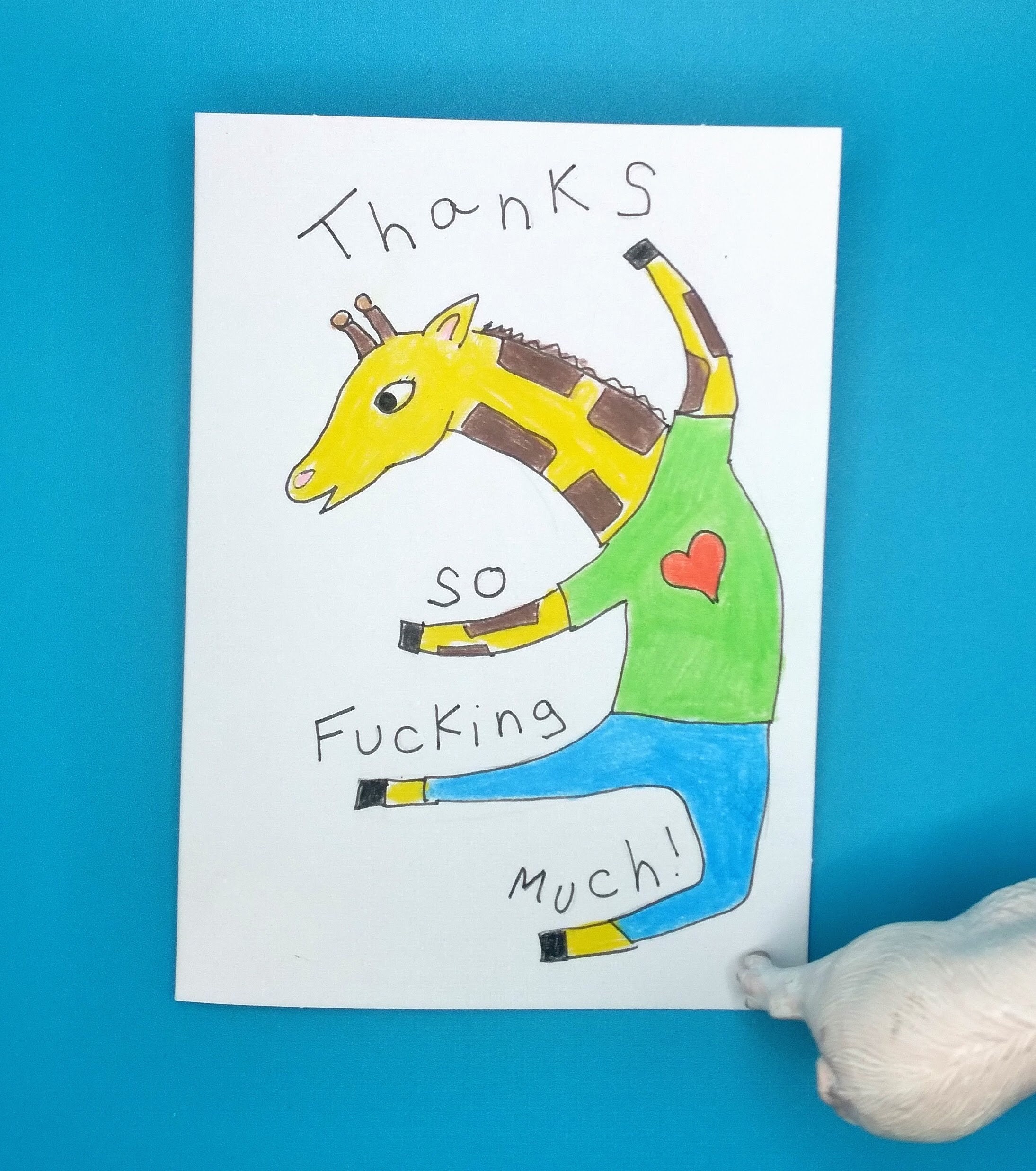 Funny Thank You Card, Thank You Card, Funny Giraffe Card, Small Blank ...