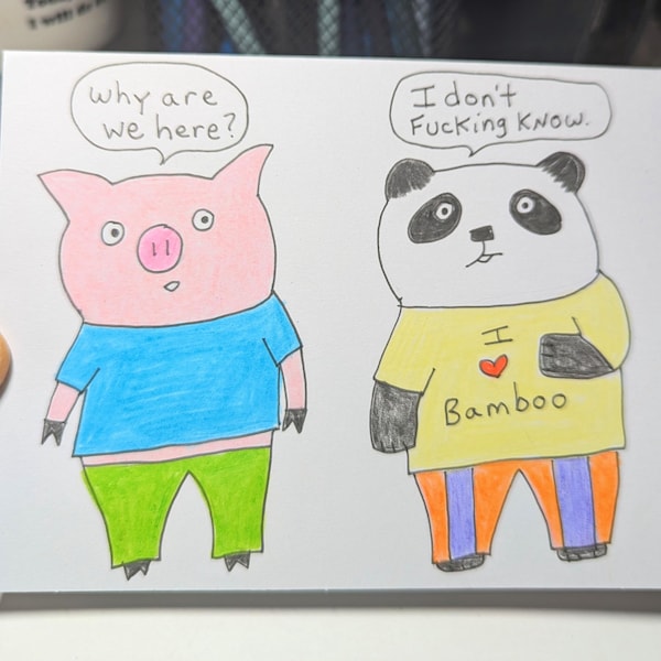 Cute Panda Card, Funny Animal Card, Encouragement Card, Panda Card - Etsy