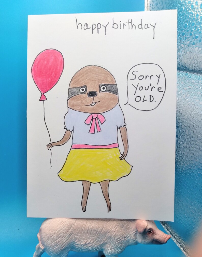 Funny Birthday Card, Cute Birthday Card, Sloth Birthday Card - Etsy