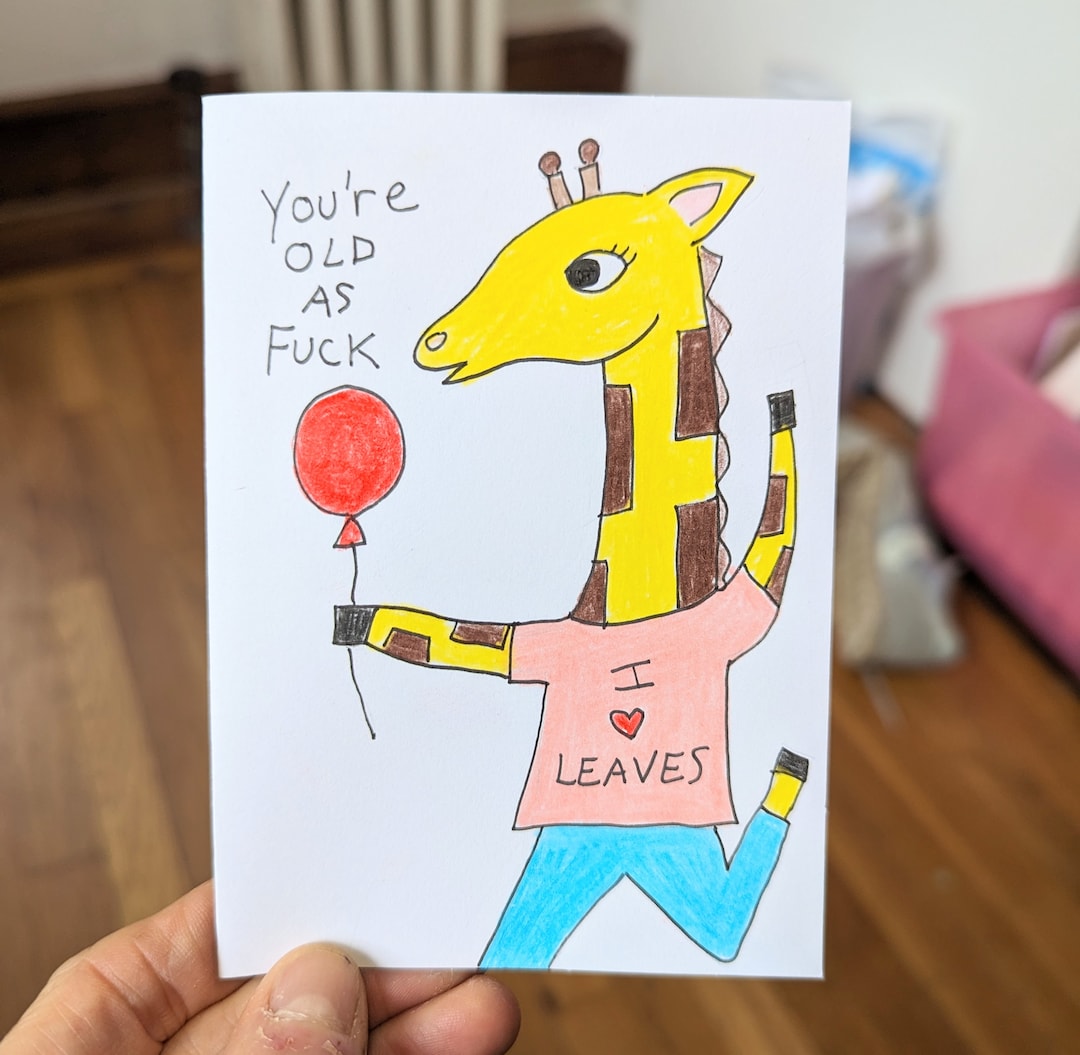 Funny Birthday Card, Giraffe Card, Adult Birthday Card, Weird Birthday ...