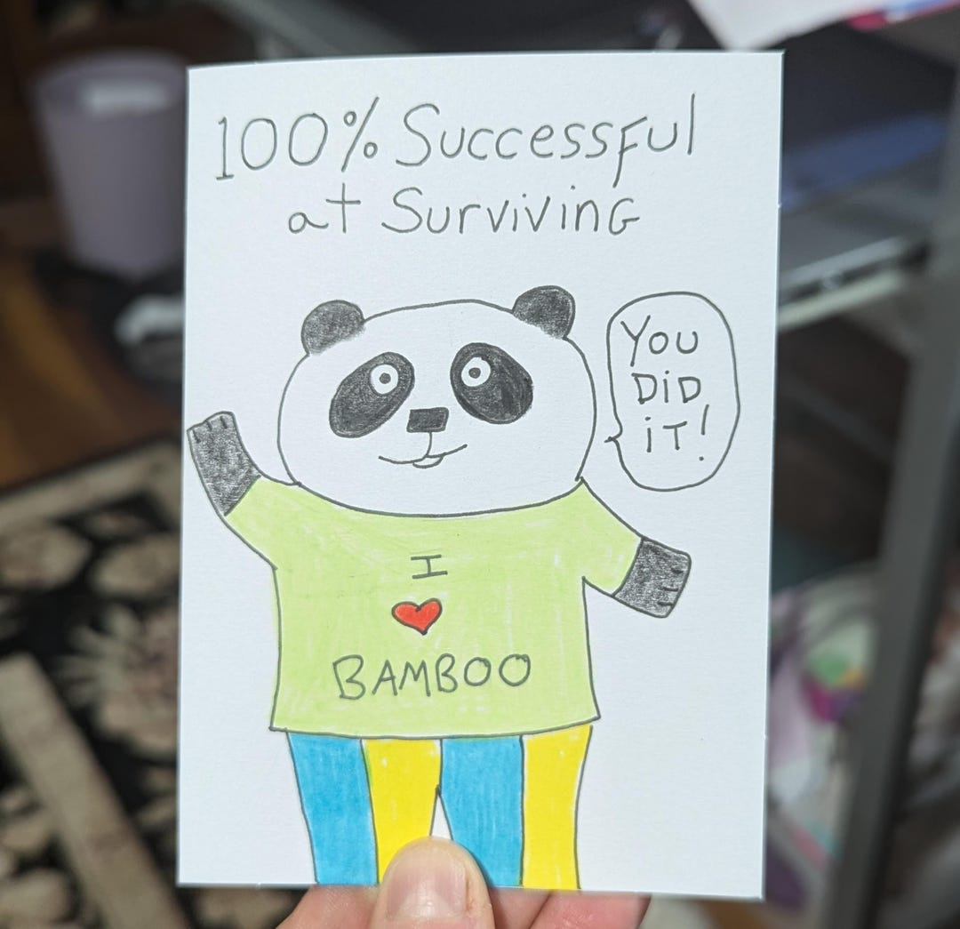 Cute Panda Card, Funny Animal Card, Encouragement Card, Panda Card - Etsy