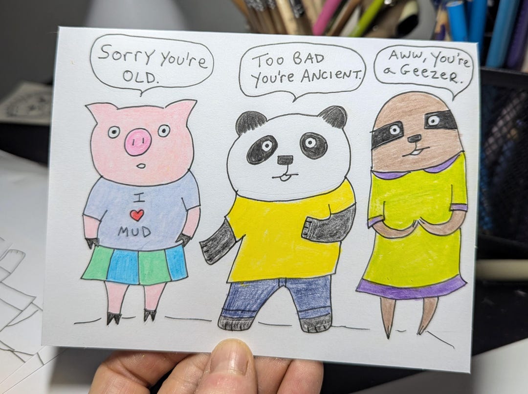 Funny Birthday Card, Animal Birthday Card, Adult Birthday Card, Geezer ...