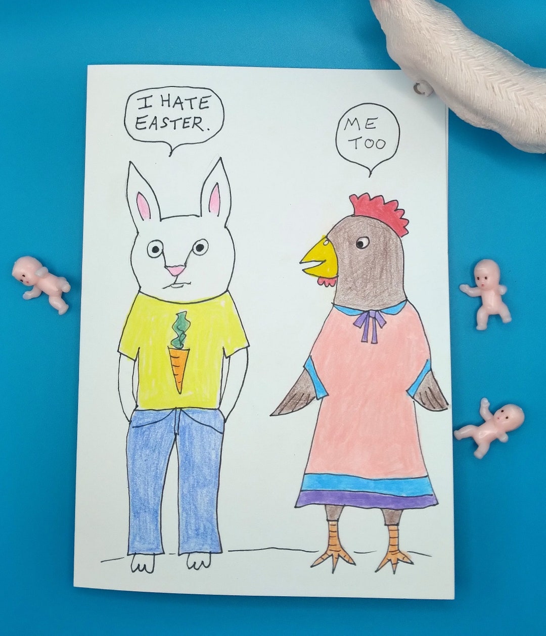 Easter Card, Funny Easter Card, Weird Easter Card, Handmade Easter Card, Happy Easter Card - Etsy