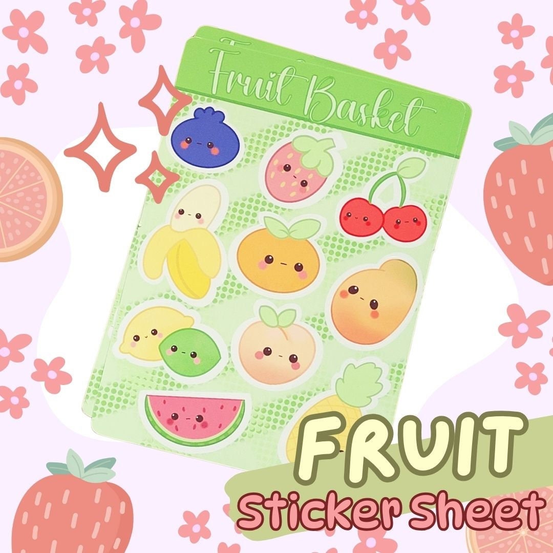 Cute Fruit Sticker Sheet Adorable and Colourful Fruit Designs for ...