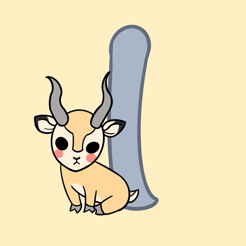 Letter I, Cute Nursery, Alphabet Custom Name, Animals, Safari, Digital ...