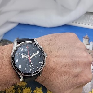 Men's Swiss Army Victorinox Tachymeter Watch: 44mm Datejust, Black ...