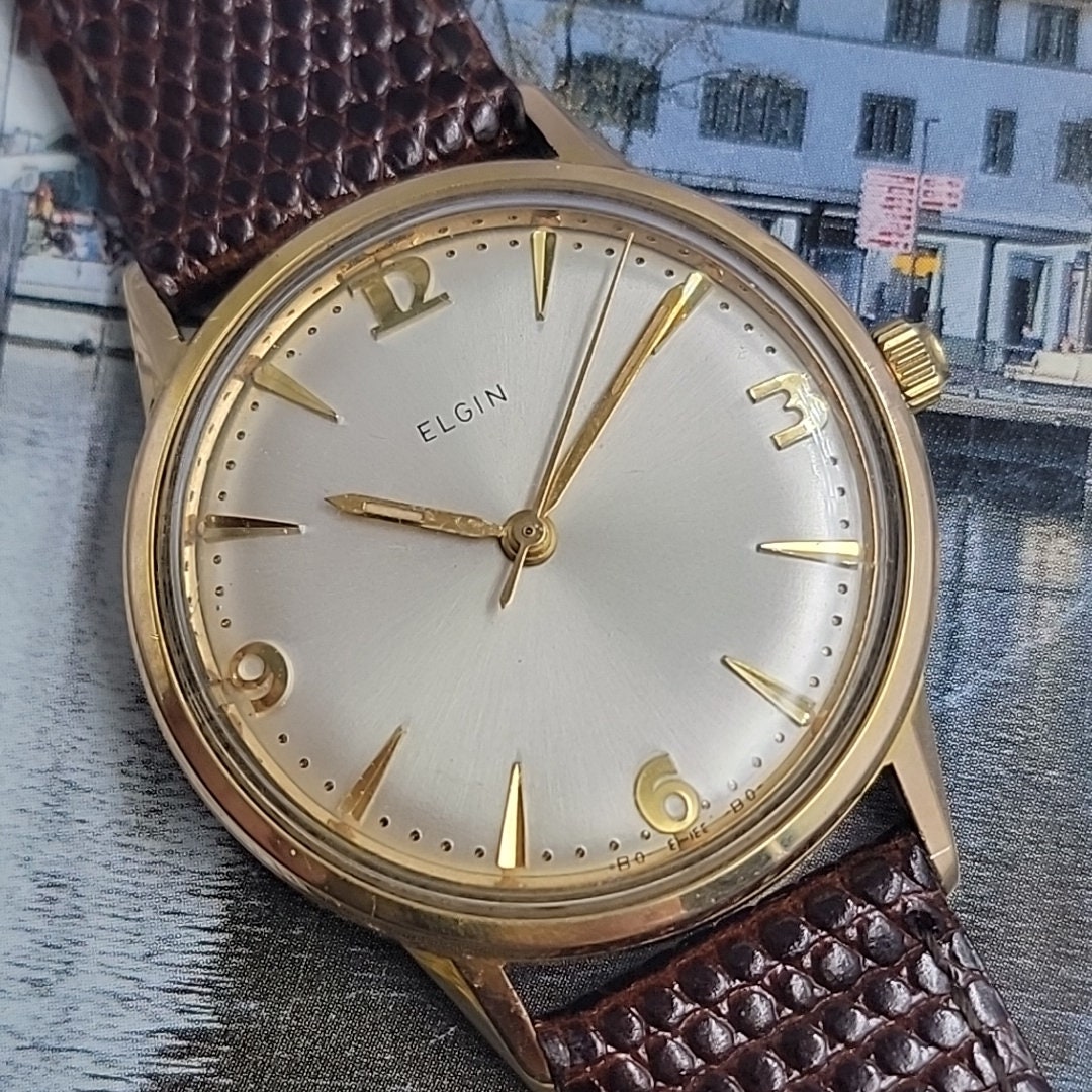 1960's Vintage Elgin Mens 14KGF Watch 34mm Face New Band & Crystal Fits ...