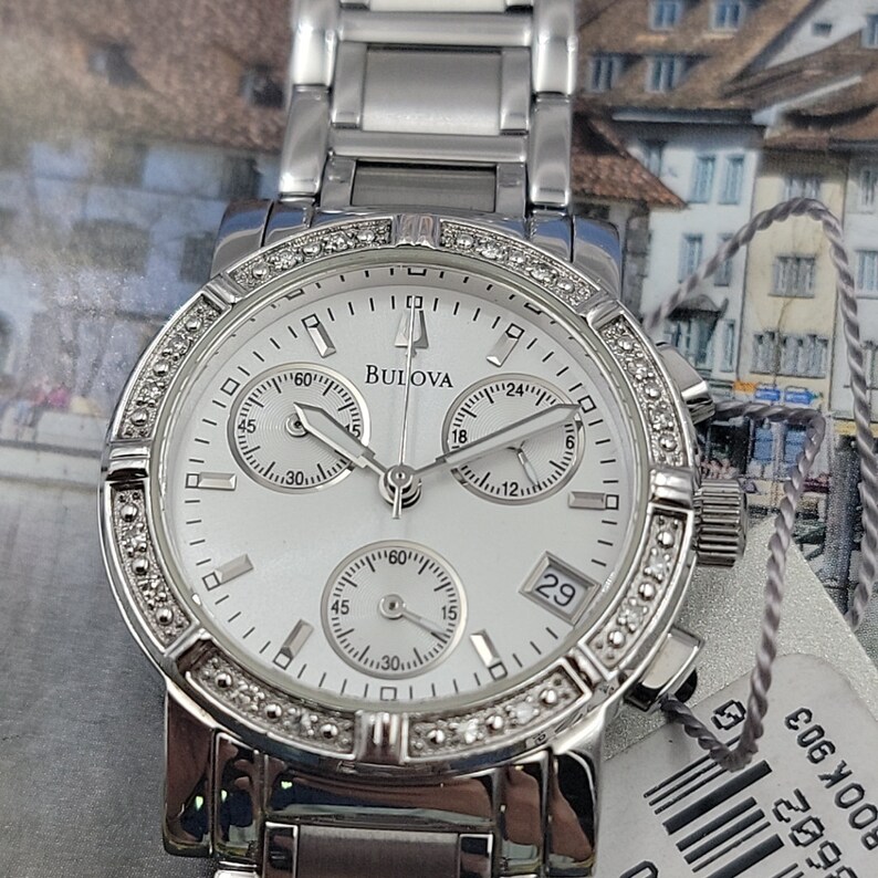 Bulova Diamond 96R19 30mm Stainless Steel Case With Stainless Steel ...