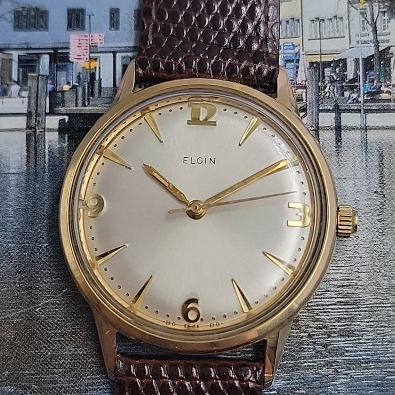 1960's Vintage Elgin Mens 14KGF Watch 34mm Face New Band & Crystal Fits ...