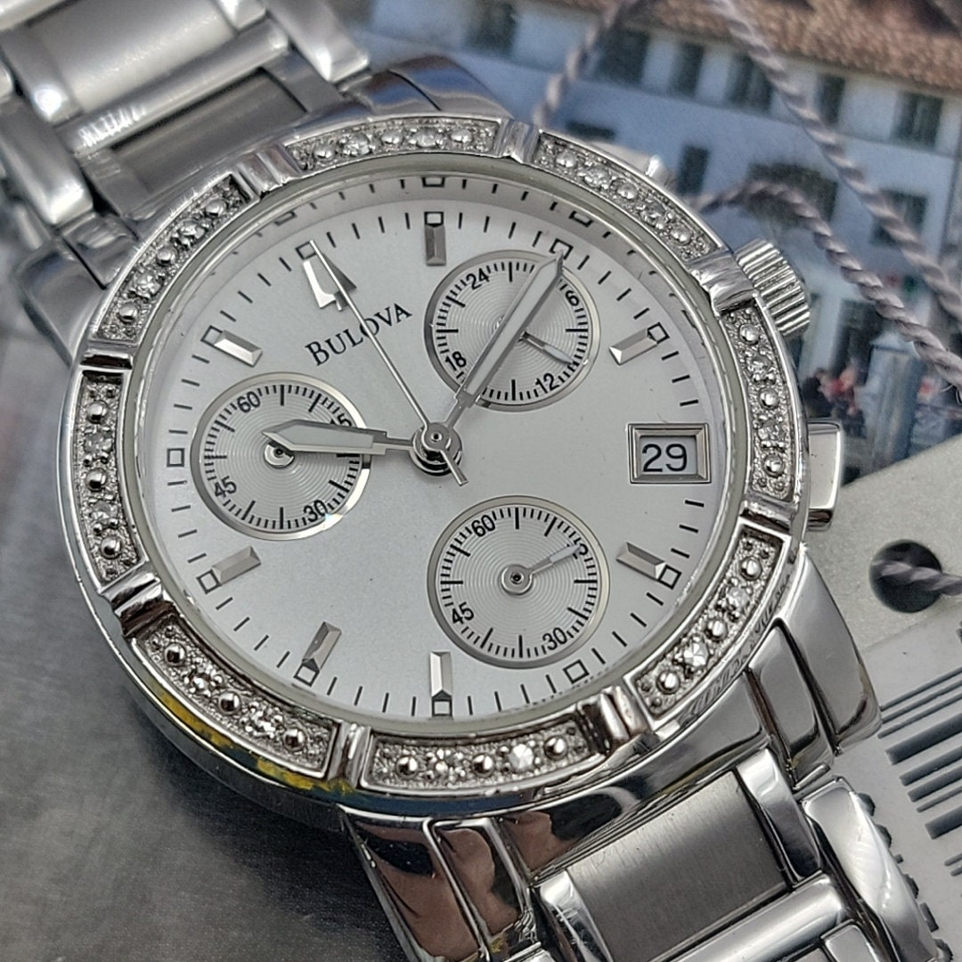 Bulova Diamond 96R19 30mm Stainless Steel Case With Stainless Steel ...