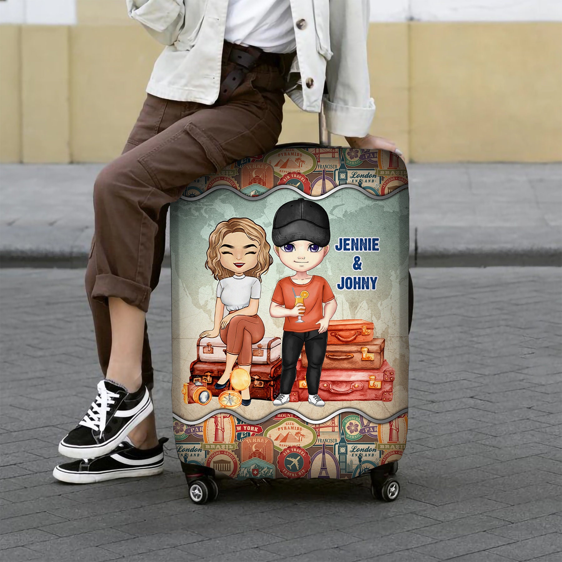 Personalized Husband and Wife Travel Partners for Life Luggage Cover ...