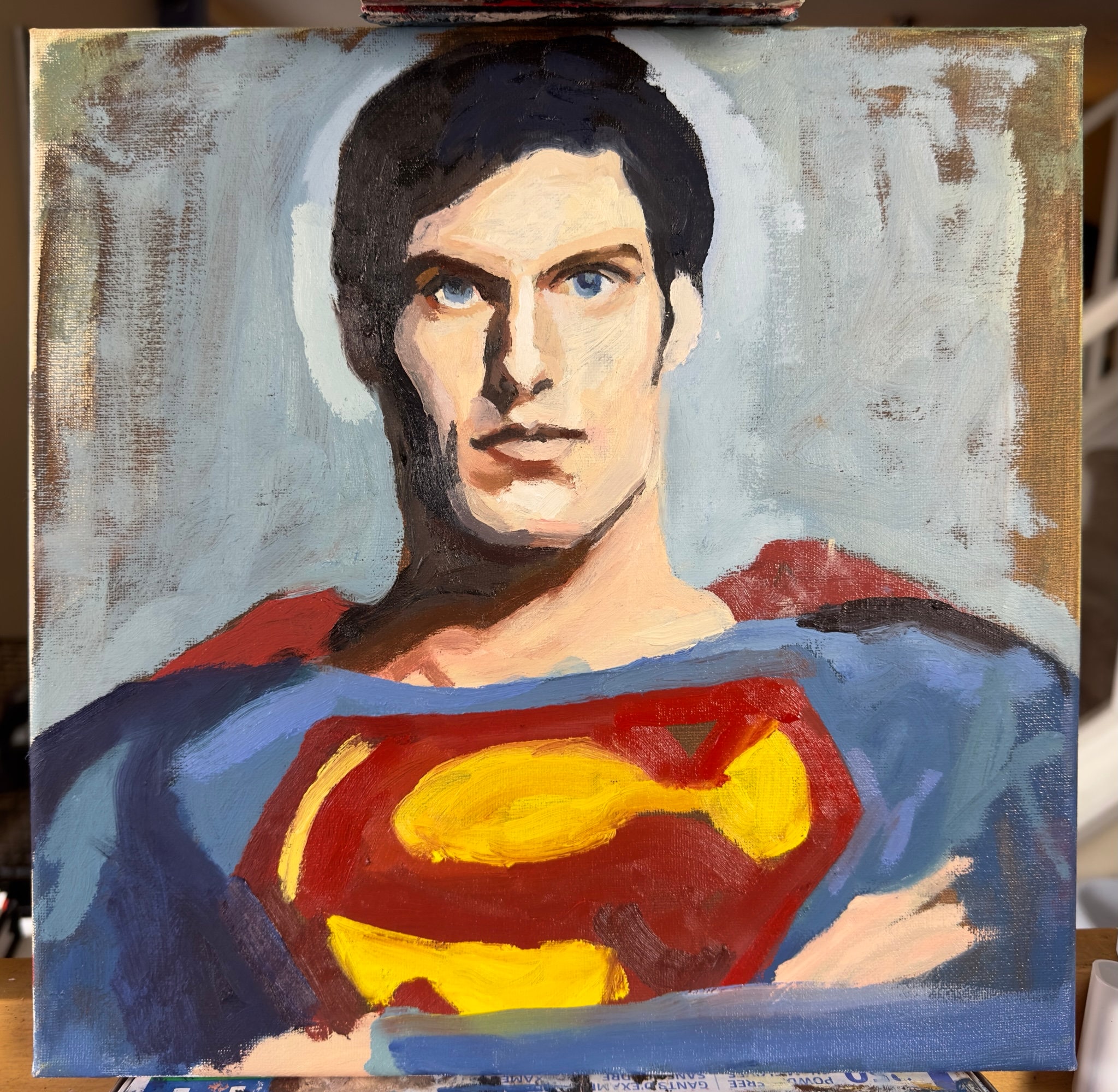 Superman Oil Painting. 12x12 Inch Canvas. - Etsy