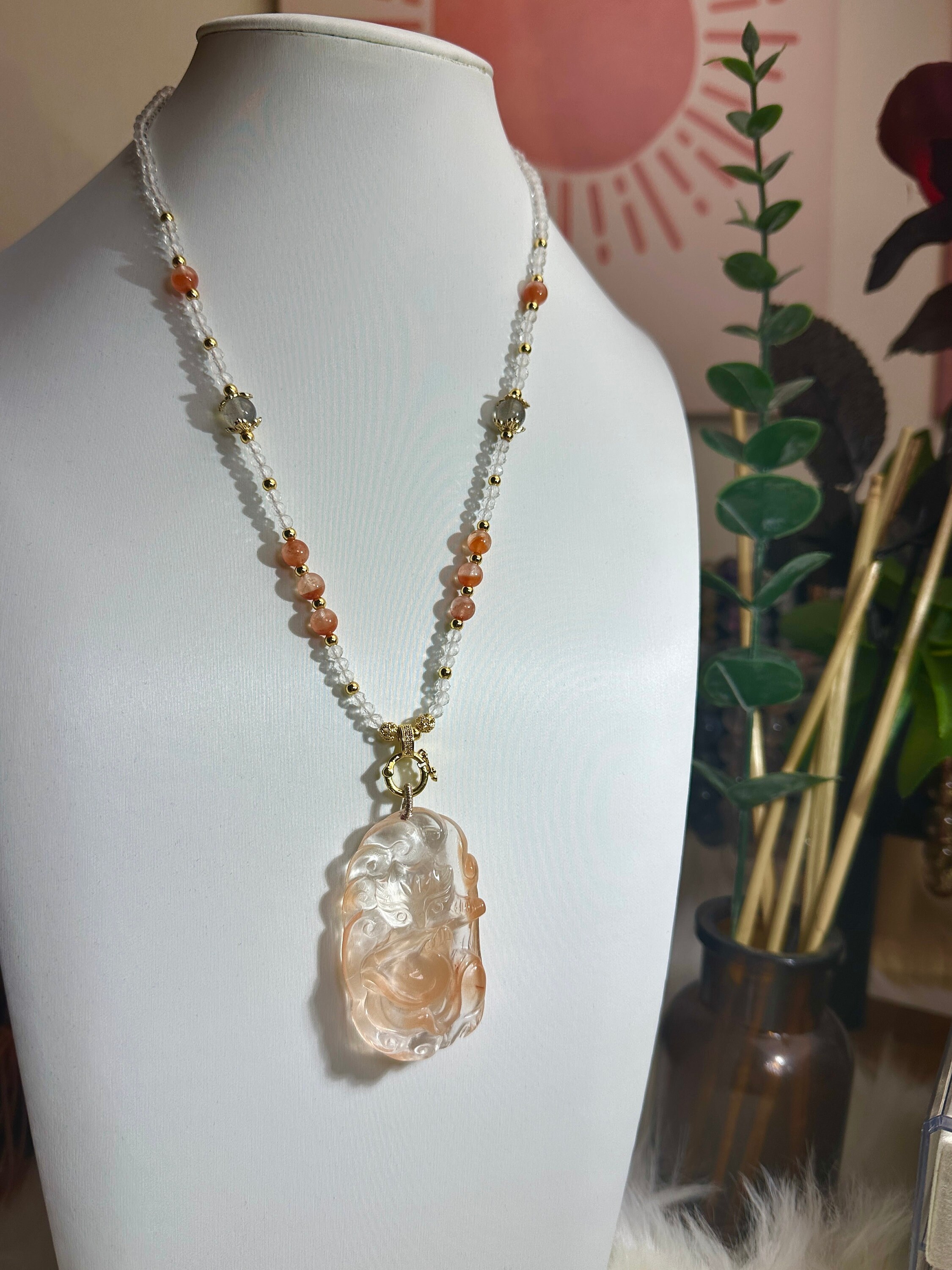 Natural High Grade Red Rabbit Hair Rutilated Quartz Necklace, Detailed ...