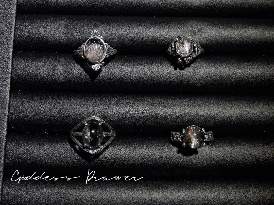 Rare! Crystal Ring Brookite in Quartz Silver Rutilated Quartz Silver ...