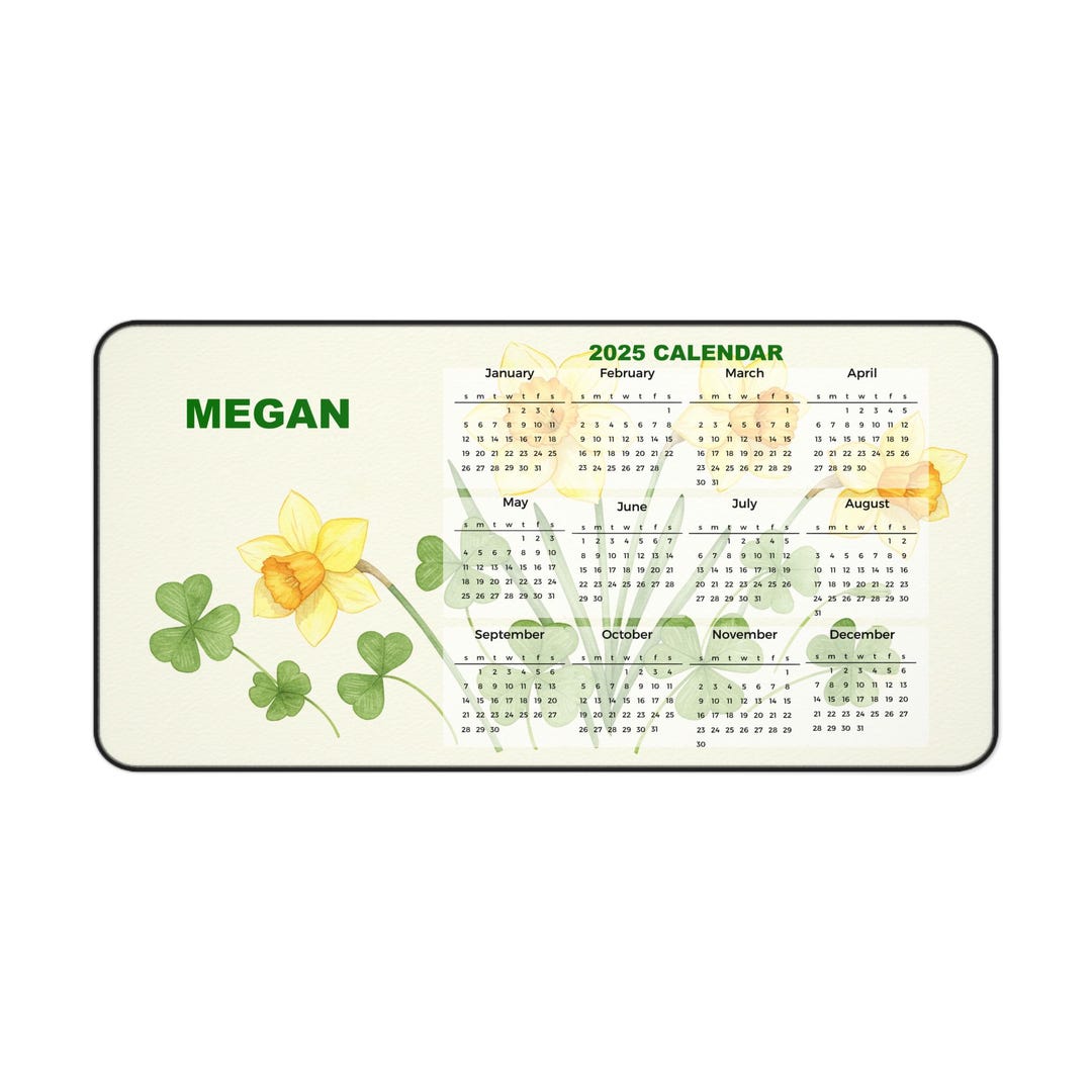 PERSONALIZED 2025 CALENDAR Desk Mat - Daffodil March Birth Flower, Home ...