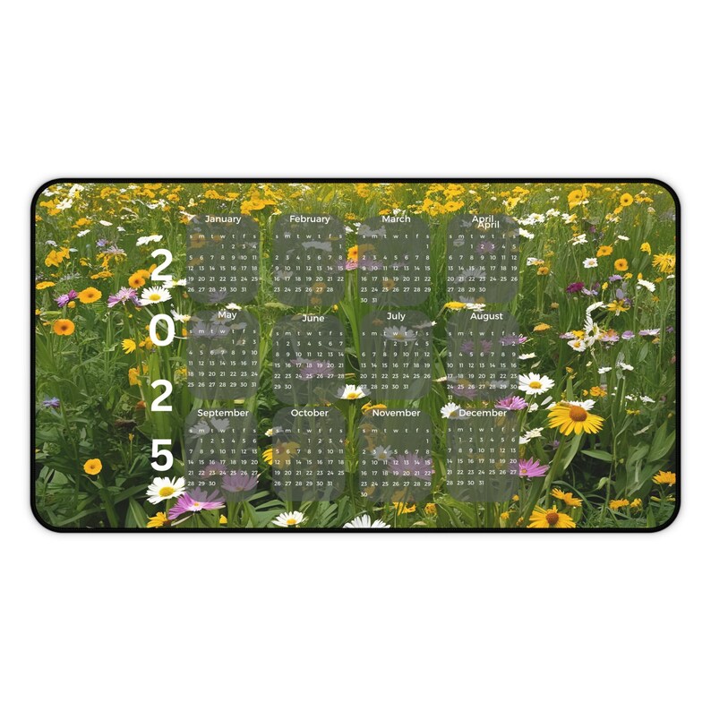 Desk Calendar 2025 Deskmat Cottagecore Desk Mat Floral Desk Mat Cubicle ...