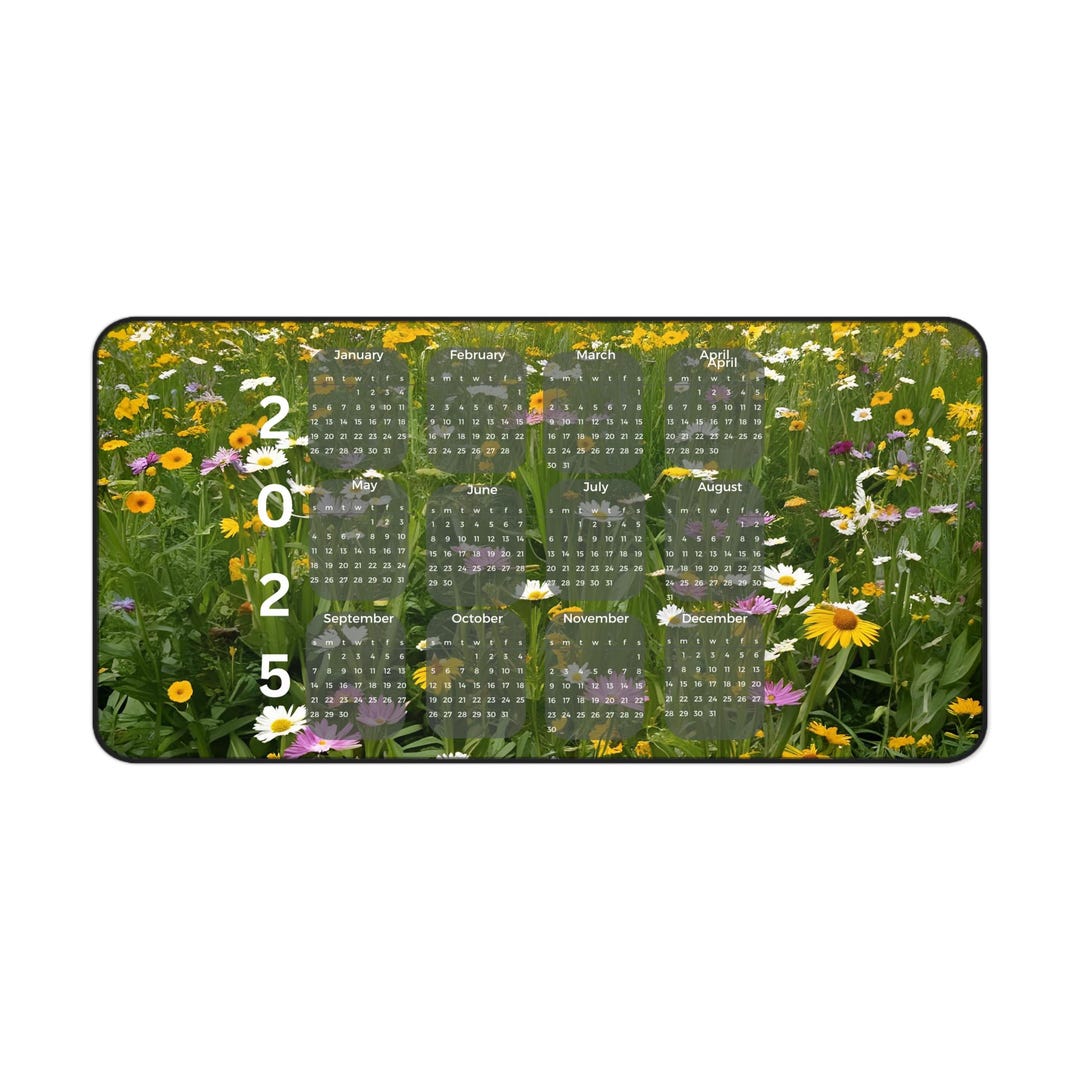 Desk Calendar 2025 Deskmat Cottagecore Desk Mat Floral Desk Mat Cubicle ...
