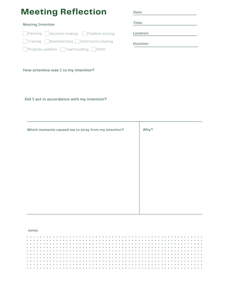 Mindful Leadership - Meeting Planning Documents ( Intention Setting ...