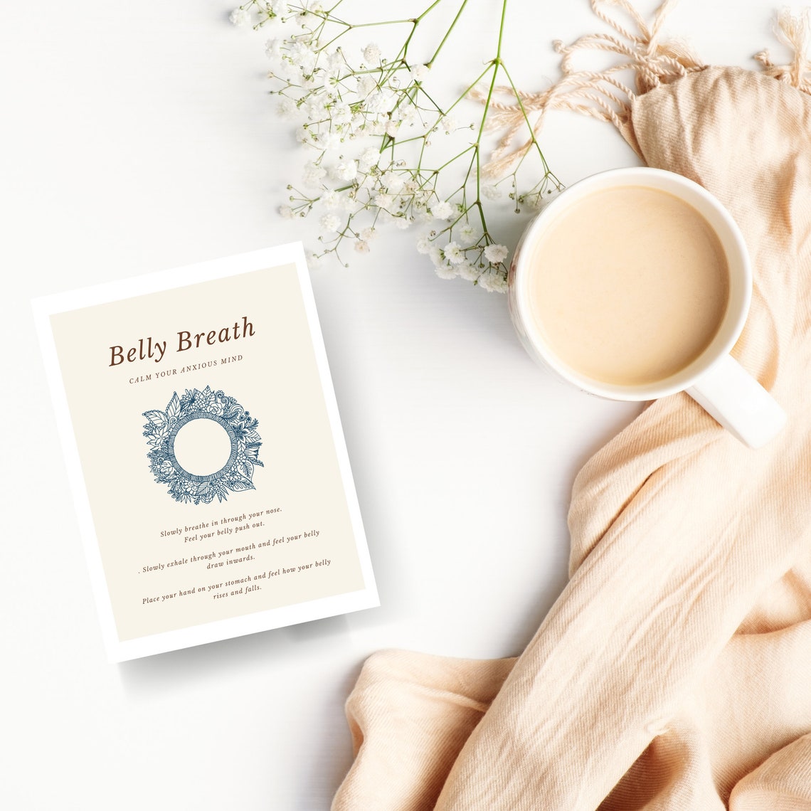 Mindful Breathing Exercise Belly Breath - Etsy