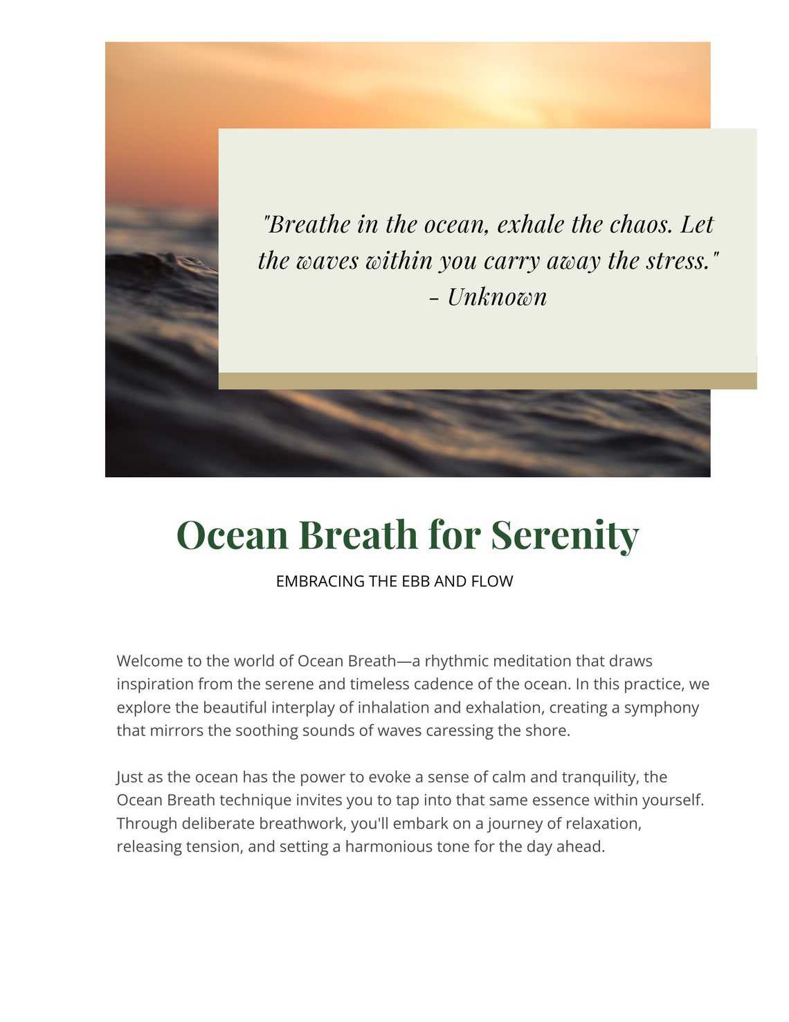 Powerful Breathing Exercise: Ocean Breath for Serenity Guided Breathing ...