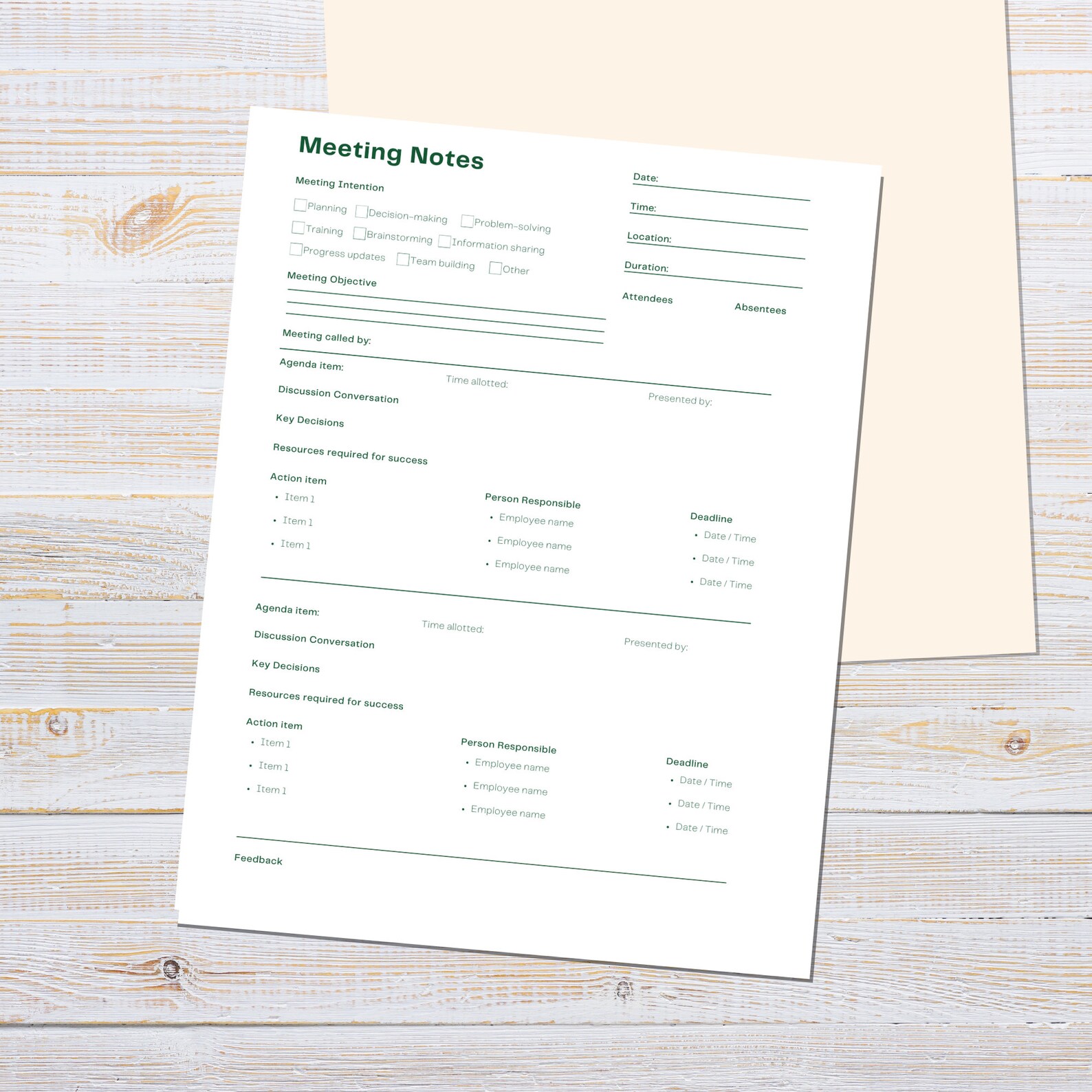 Mindful Meeting Leadership Templates – Agenda, Notes, Reflection (PDF ...