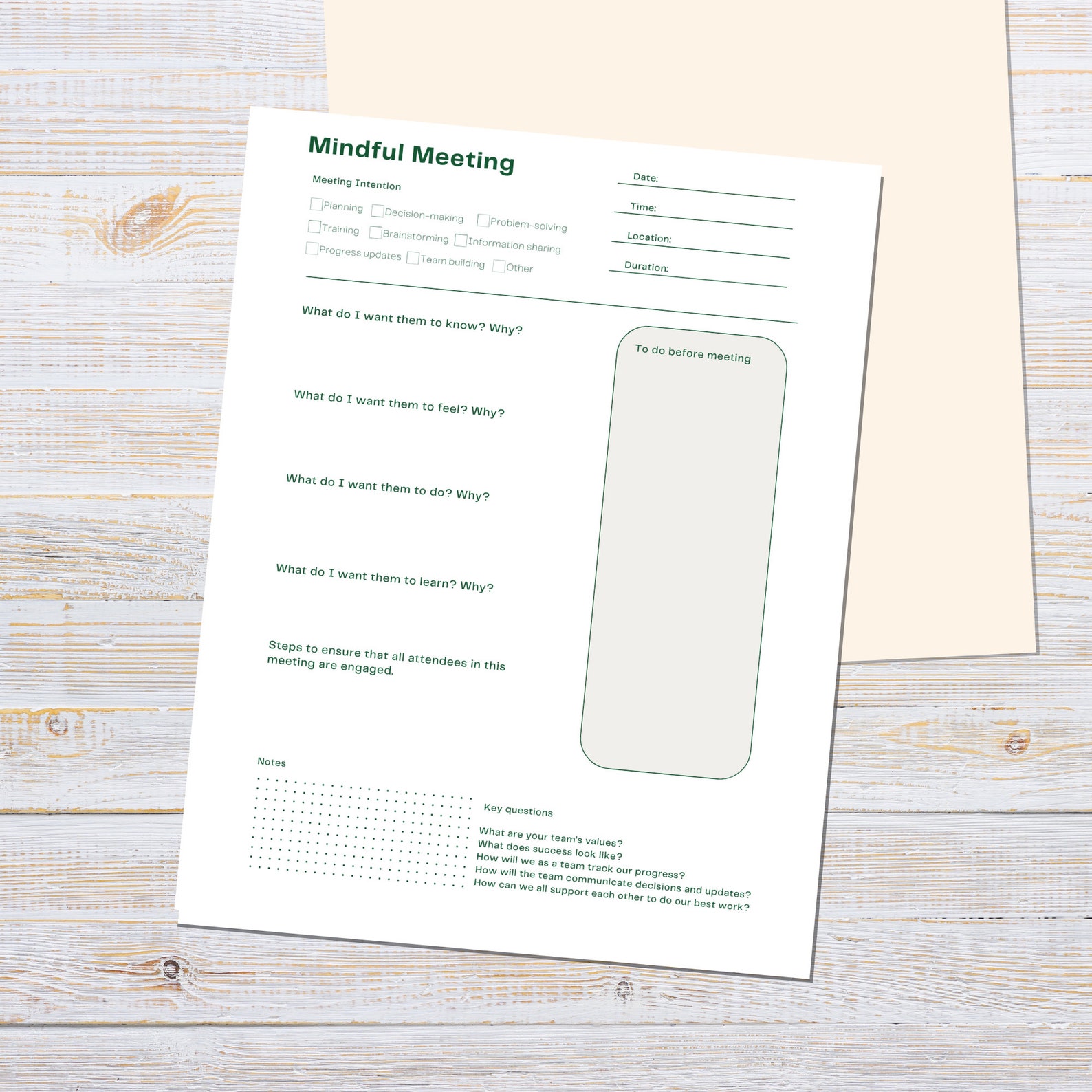 Mindful Leadership - Meeting Planning Documents ( Intention Setting ...