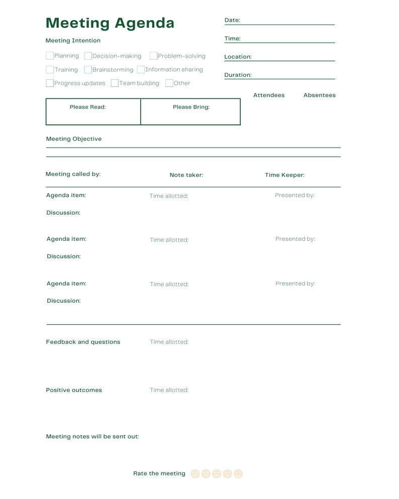 Mindful Leadership - Meeting Planning Documents ( Intention Setting ...