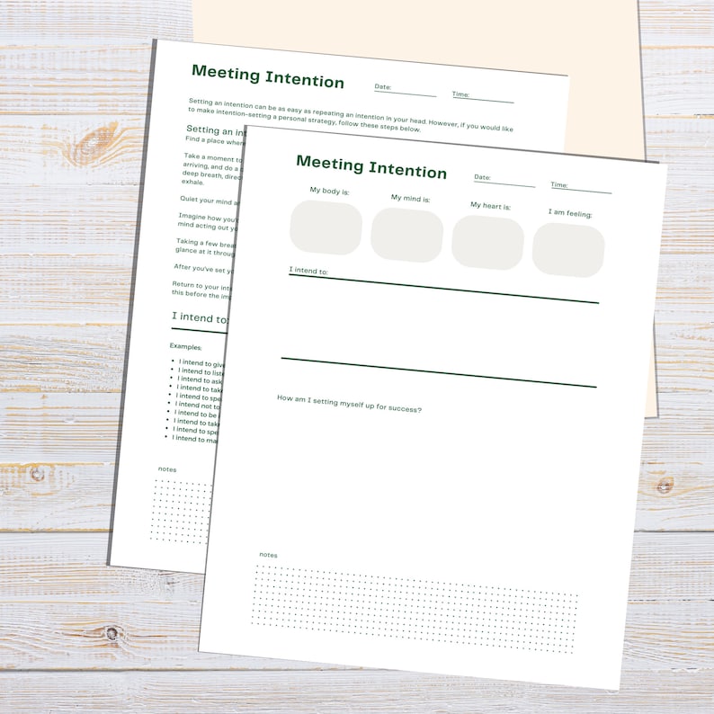 Mindful Leadership - Meeting Planning Documents ( Intention Setting ...