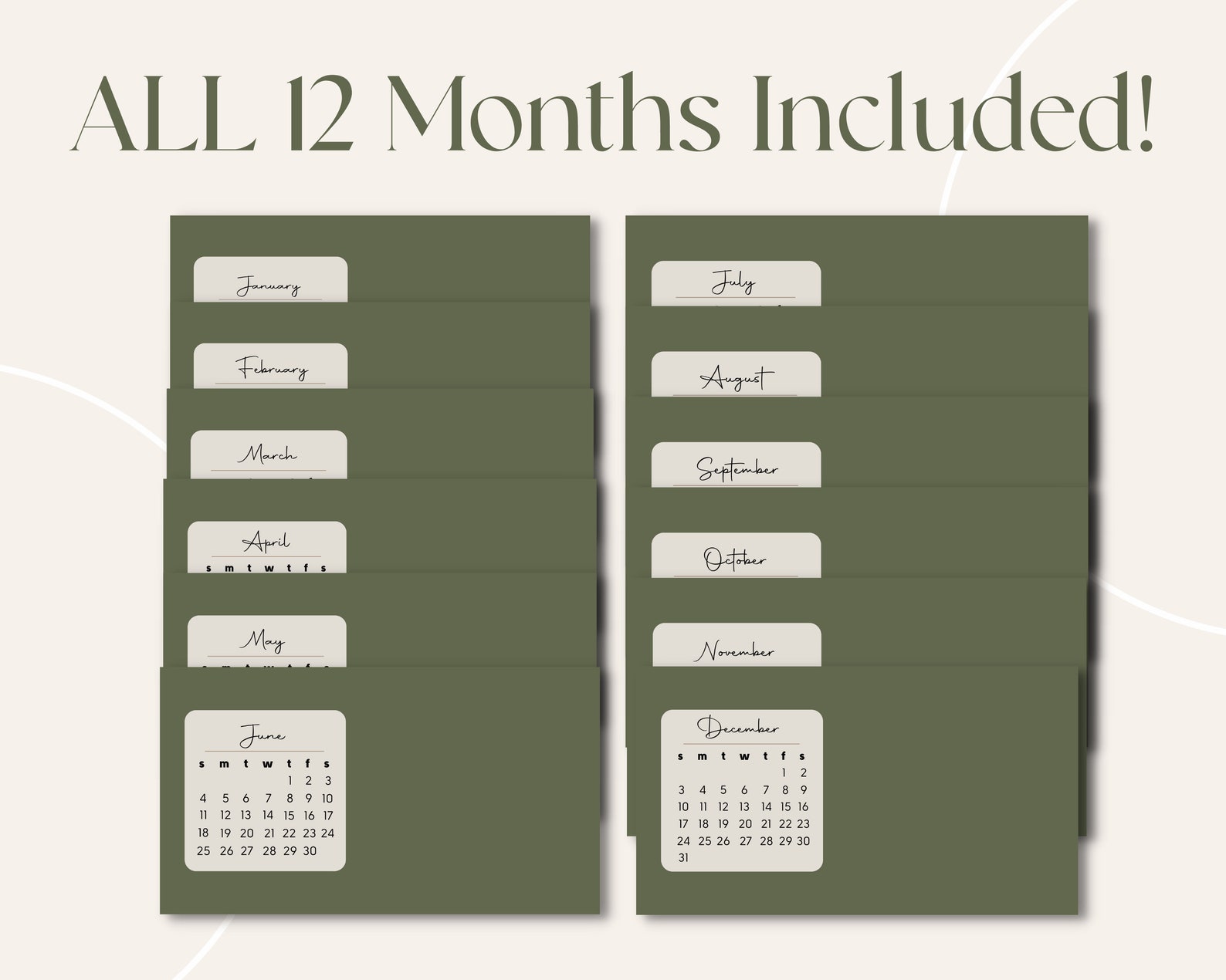 2023 Monthly Calendar Desktop Wallpaper Minimalistic Green - Etsy