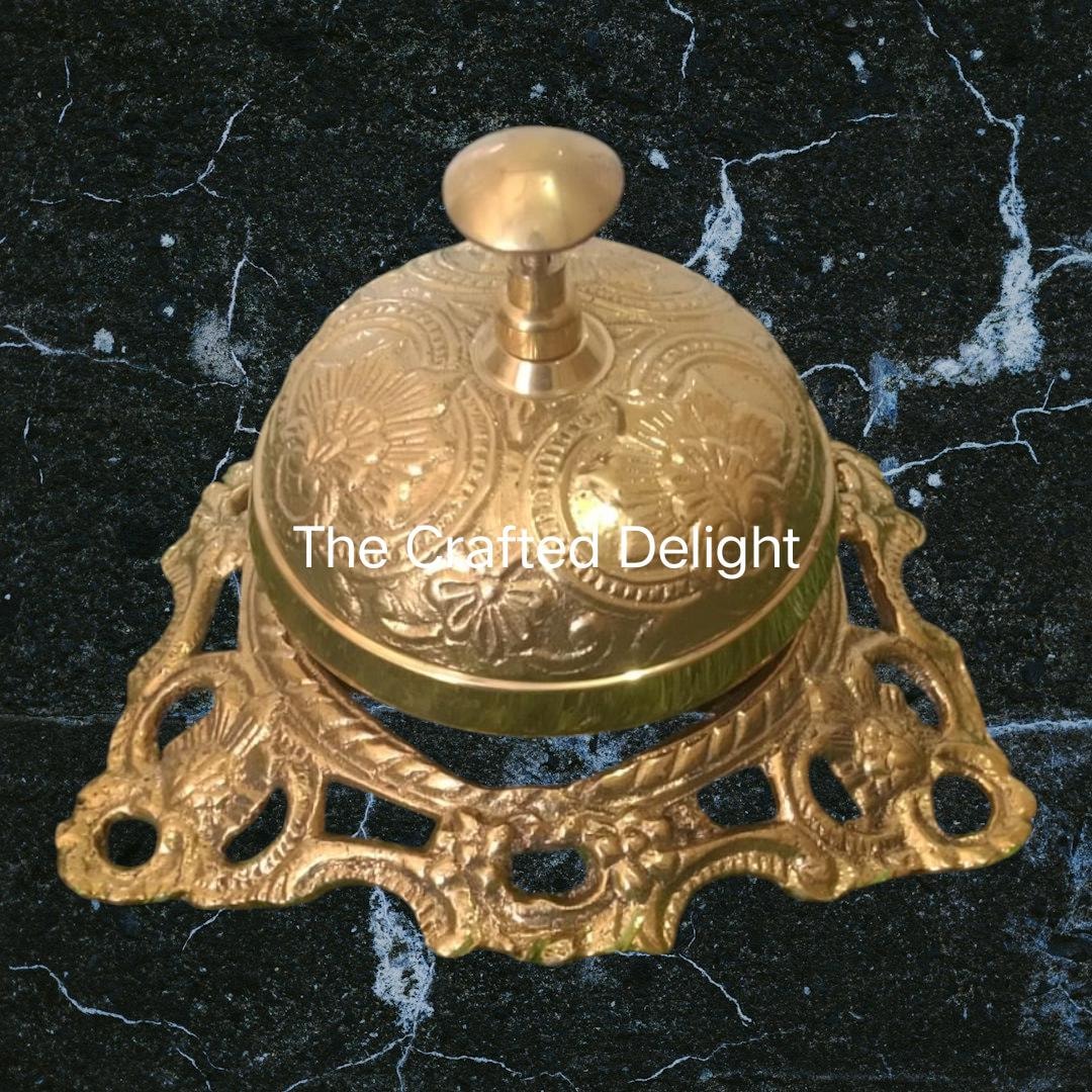 Vintage Solid Brass Desk Bell: Hotel Counter Service Ringer - Etsy ...