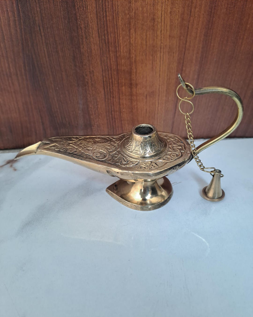 Brass Hand Crafted Metal Aladdin Chirag Lamp Home Decor Showpiece ...