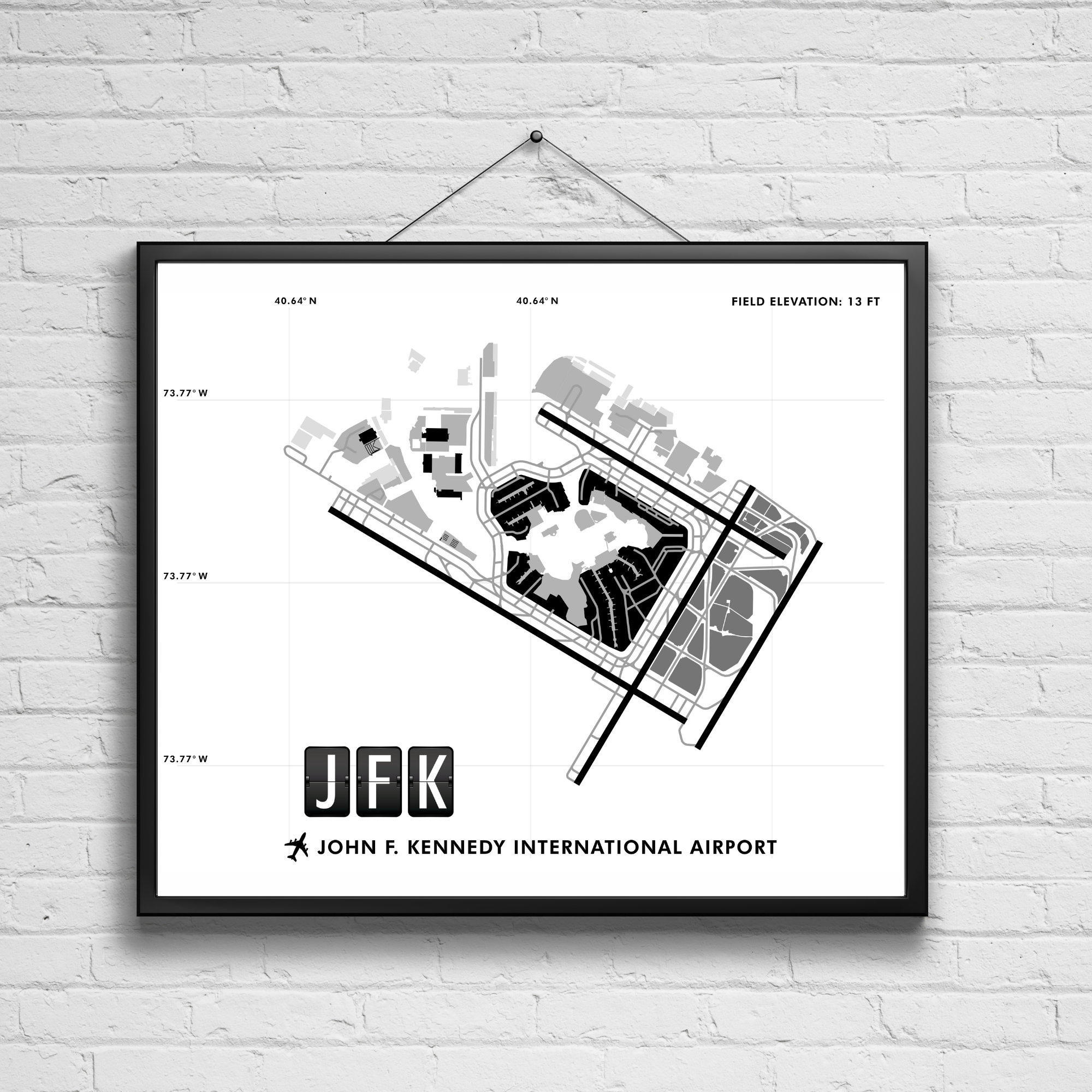 JFK Airport Map 14 X 11, John F Kennedy International Airport, Digital ...