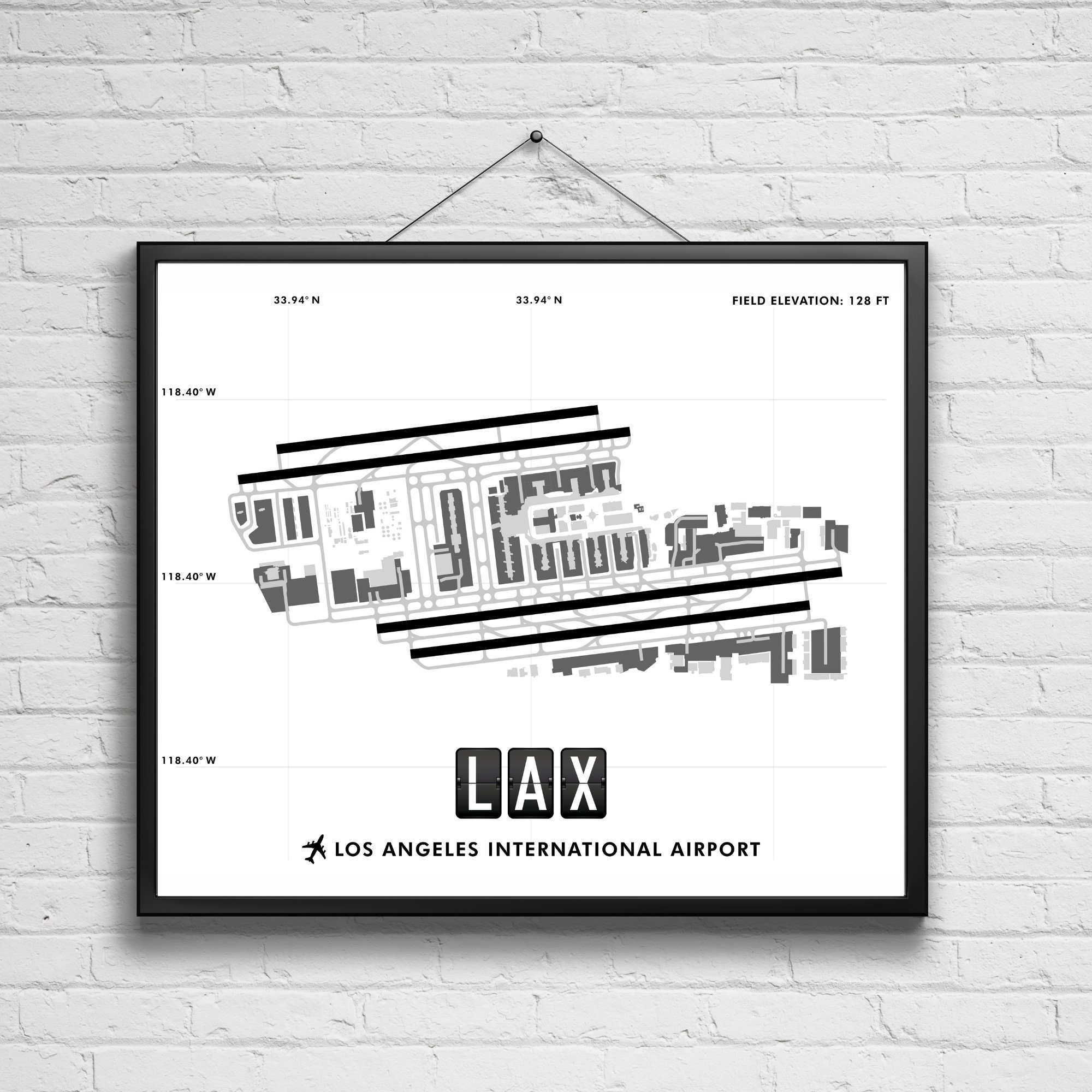 LAX Airport Map 14 X 11, Los Angeles International Airport, Digital ...