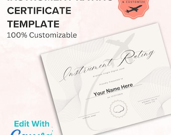 Private Pilot Certificate Template - Editable Canva Design | Aviation ...