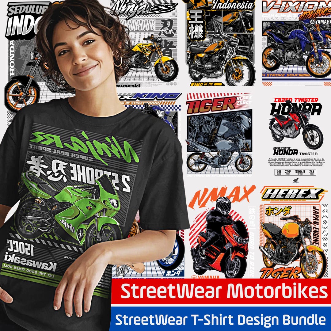 Streetwear Motor Bike T-shirt Design Bundle - 300DPI - Etsy