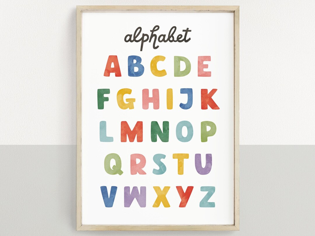 Watercolor Alphabet Poster for Kids Alphabet Wall Art Educational ...