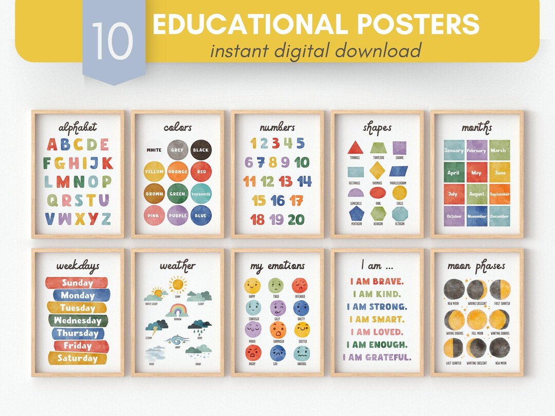 10 Educational Posters for Toddlers & Preschoolers Montessori ...