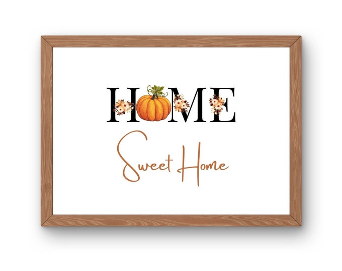 Fall Printable Wall Art, Pumpkin Watercolor Print, Hello Autumn Wall ...