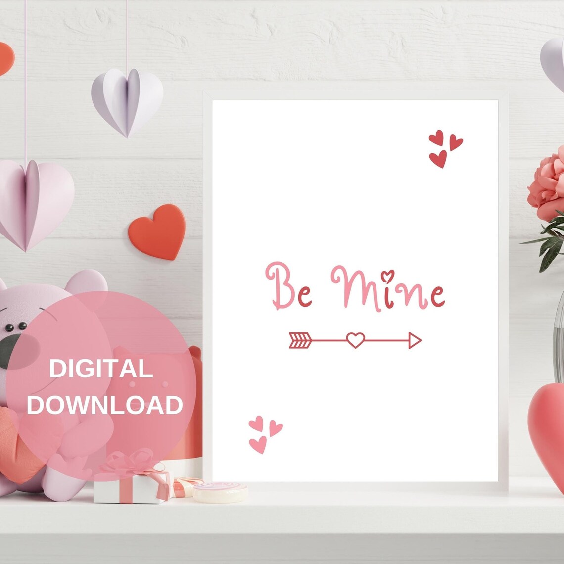 Be Mine Printable Wall Art,heart Poster,hearts Sign Printable Wall Art ...