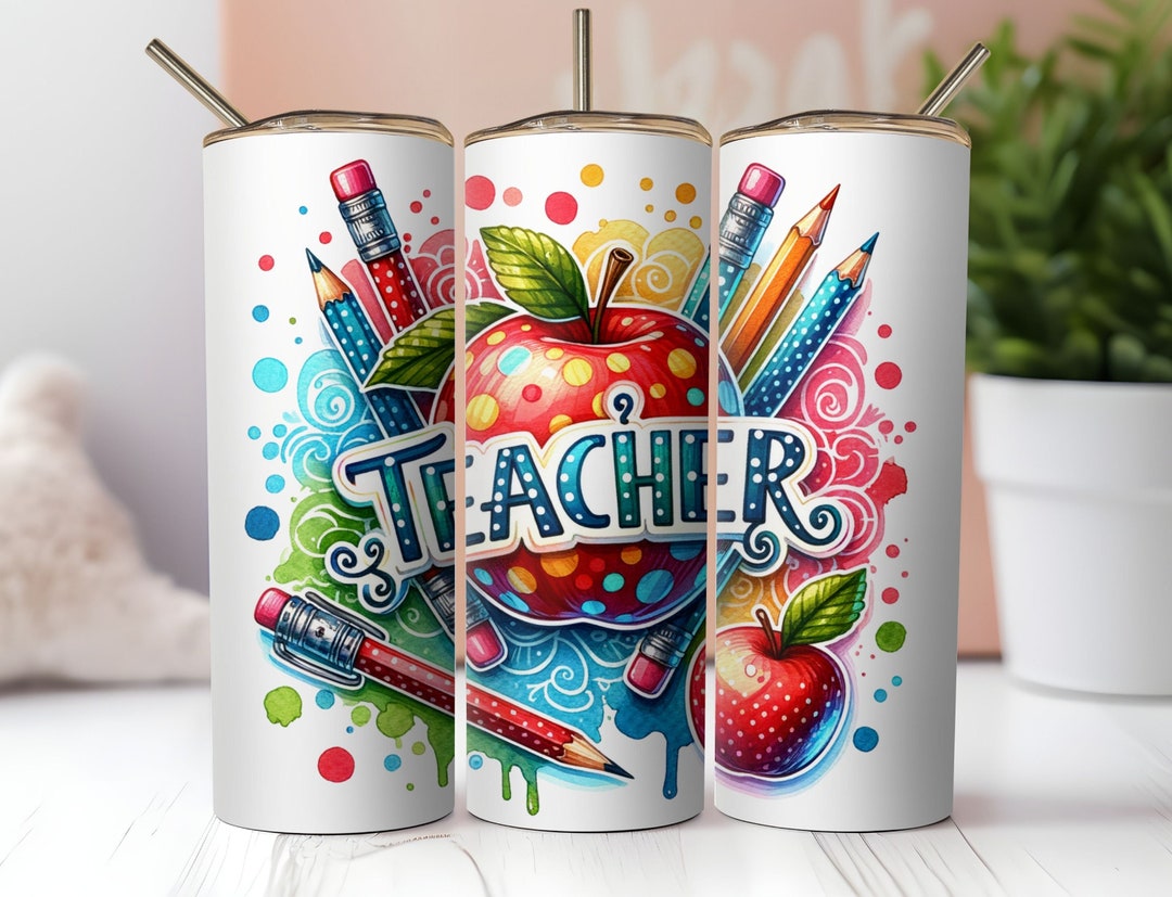 Teacher 20oz Skinny Tumbler Wrap, Sublimation Design, Digital Download ...