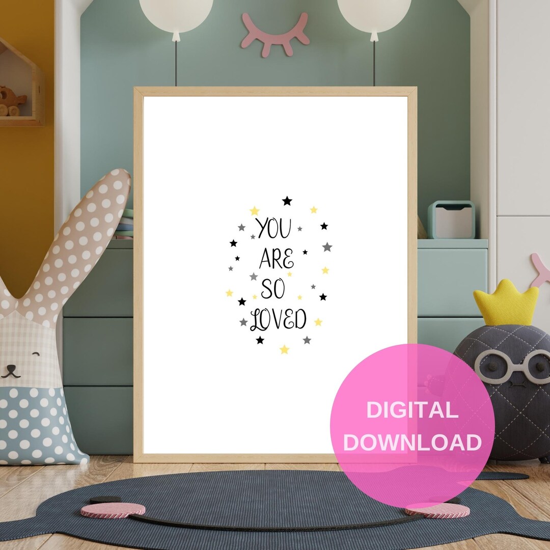 Digital Download, You Are Loved, Neutral Colors, Nursery Printable ...