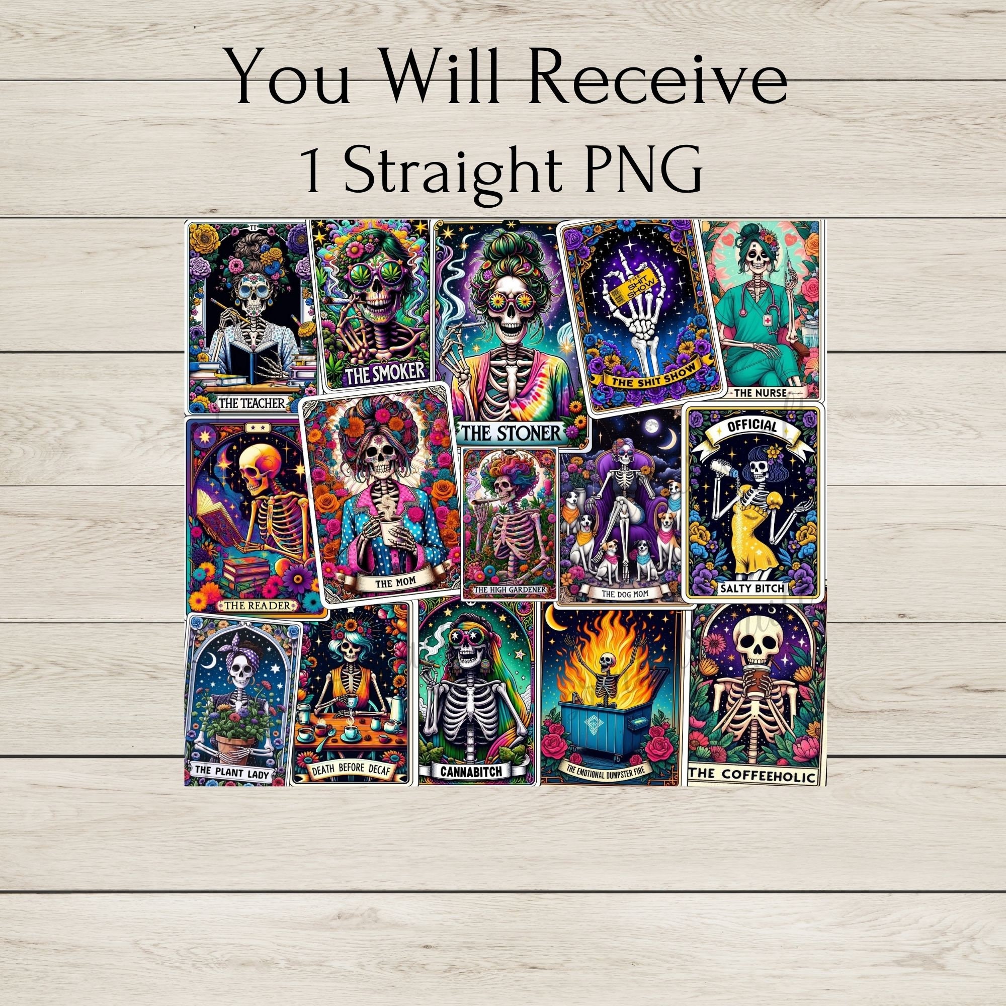 Sarcastic Tarot Cards Tumbler Wrap Swearing Witchy Skeleton 20oz Skinny ...