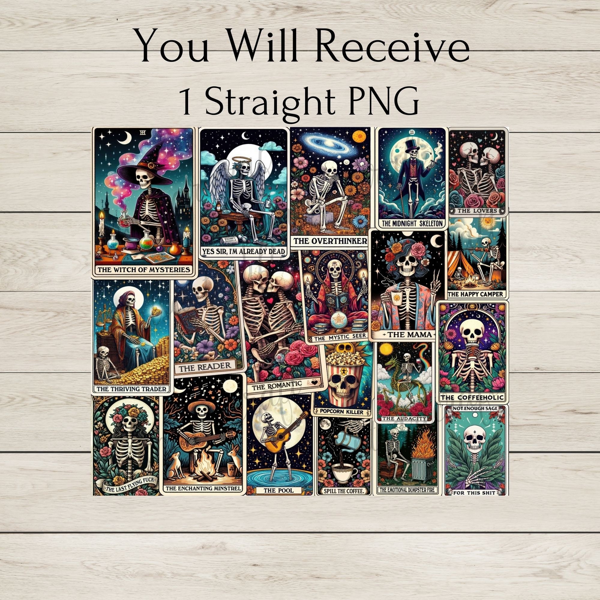 Sarcastic Funny Skeleton Tarot Cards Tumbler Wrap Png Swearing Witchy ...