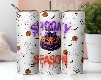 Halloween Tumbler Wrap, Spooky Season 20 Oz Tumbler Sublimation Design ...