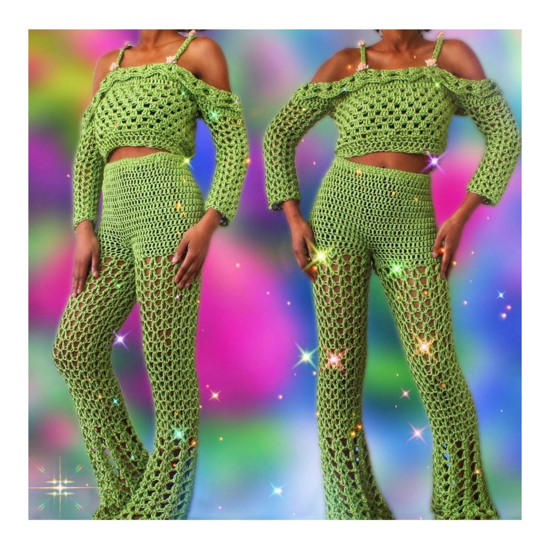 Crochet Summer Pants Set-beach Crochet Wear Boho Beach Wear - Etsy