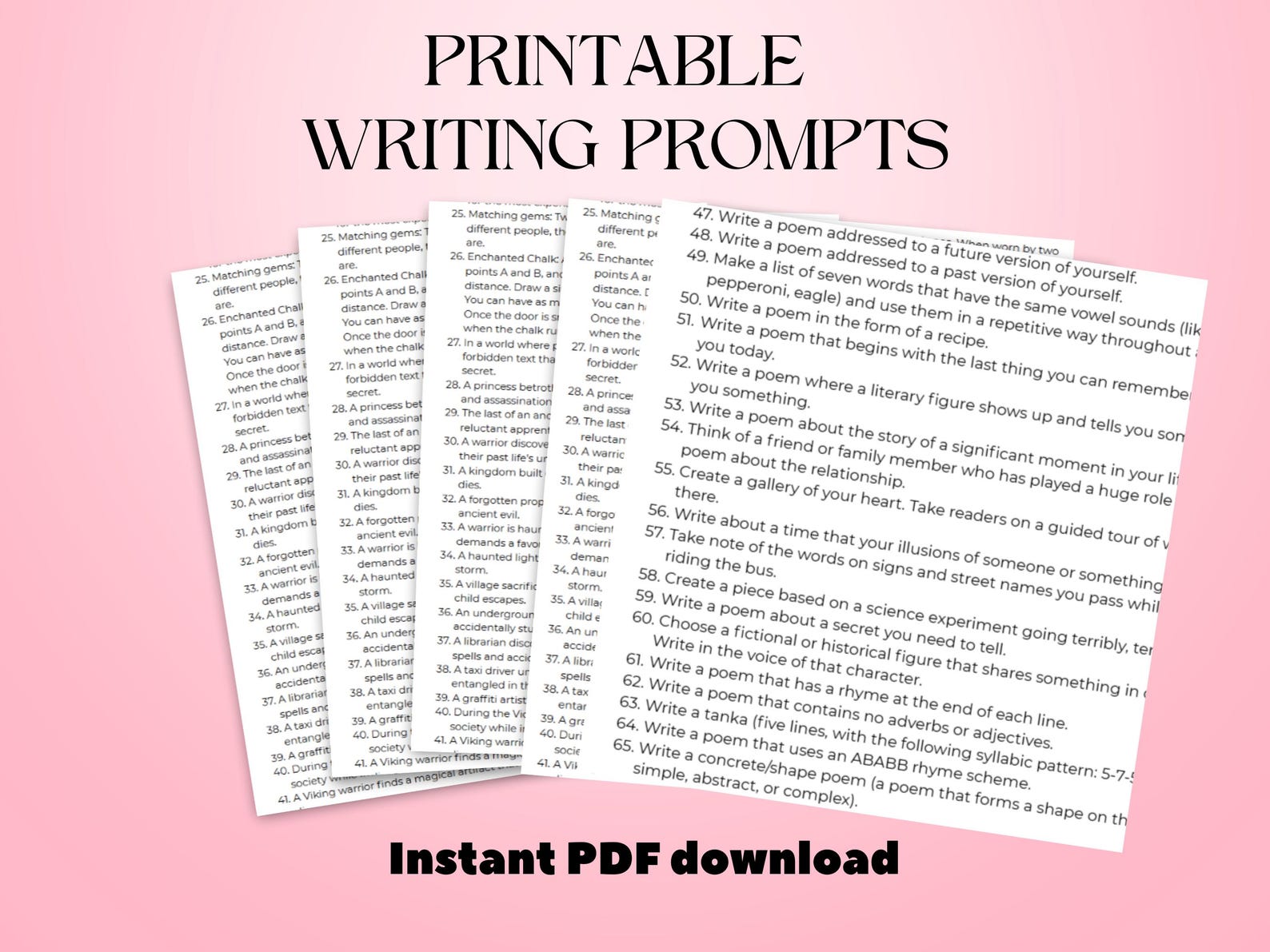 100 Poetry Prompts, Printable Poem Writing Inspiration for Poets ...