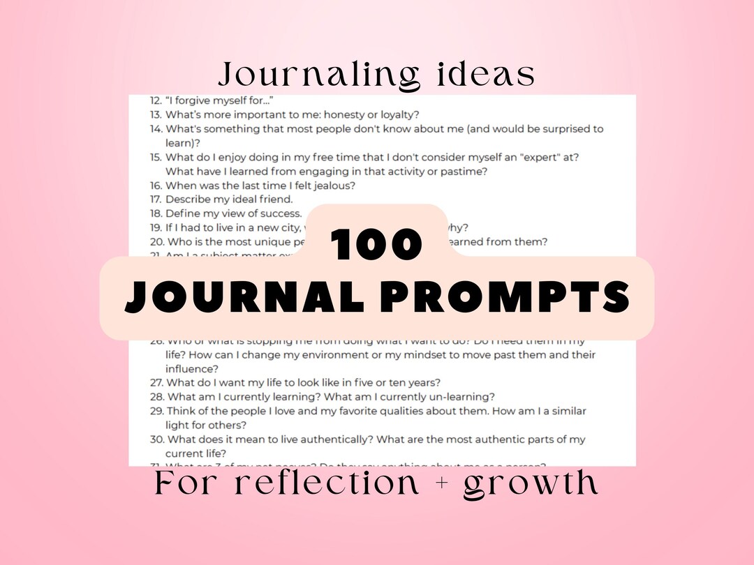 100 Journal Prompts, Unique Introspective Printable Writing Inspiration for Diaries, Journaling ...