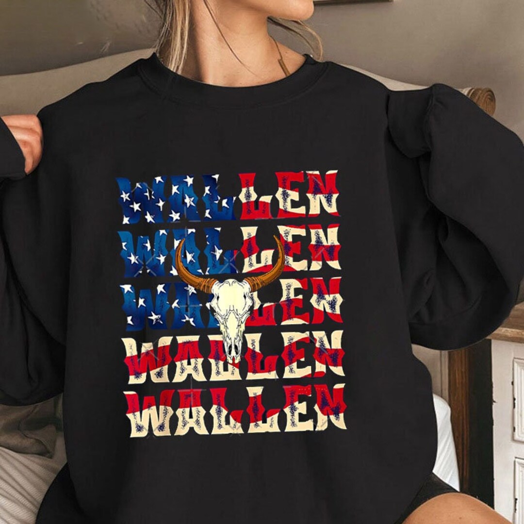 Cute Wallen American Flag Red T-shirt Wallen Western - Etsy