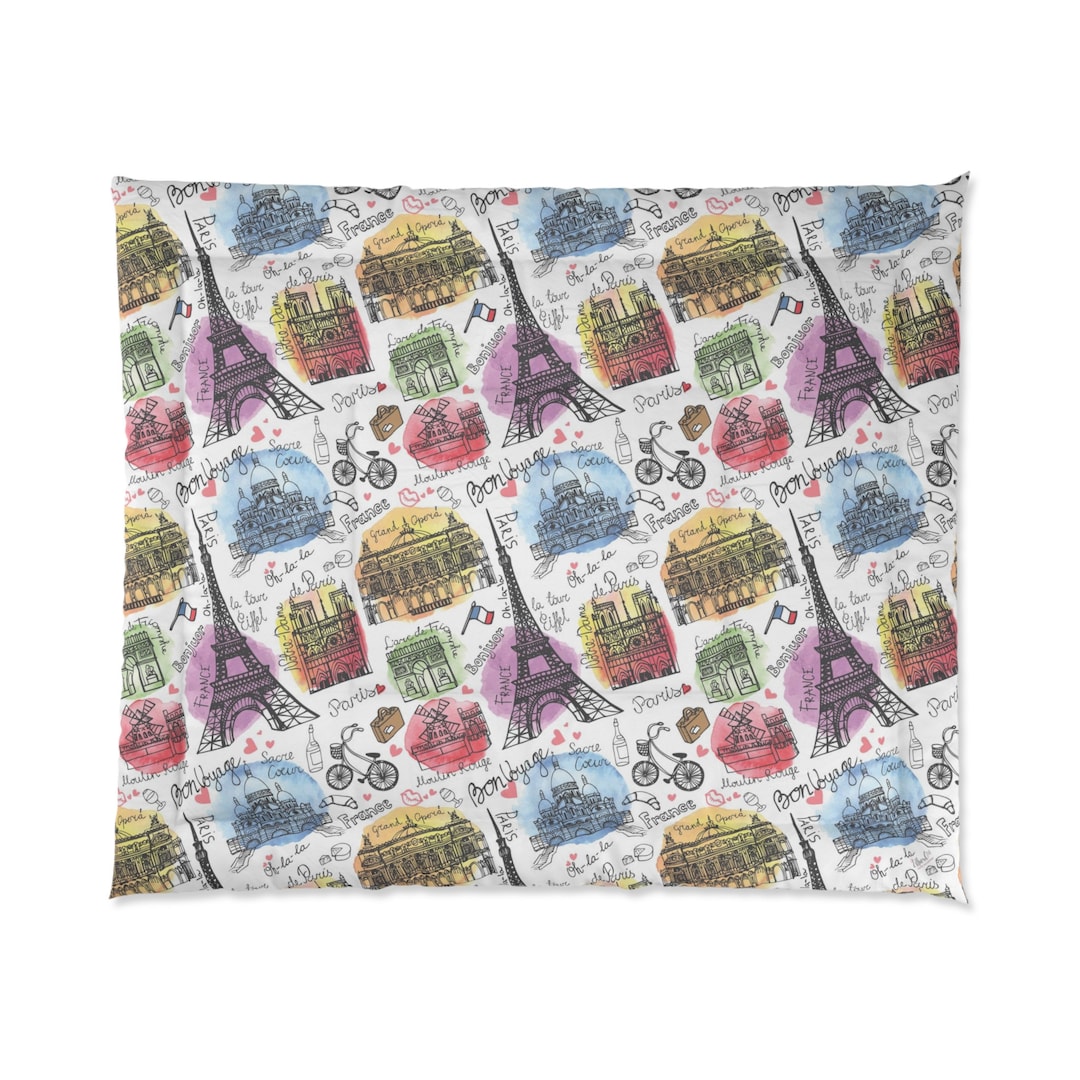 Paris Eiffel Tower Comforter Design Bedding Blanket - Etsy